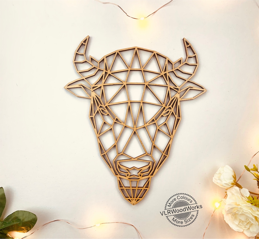 Geometric Bison Wood Wall Art: Plywood Animal Decor - Etsy