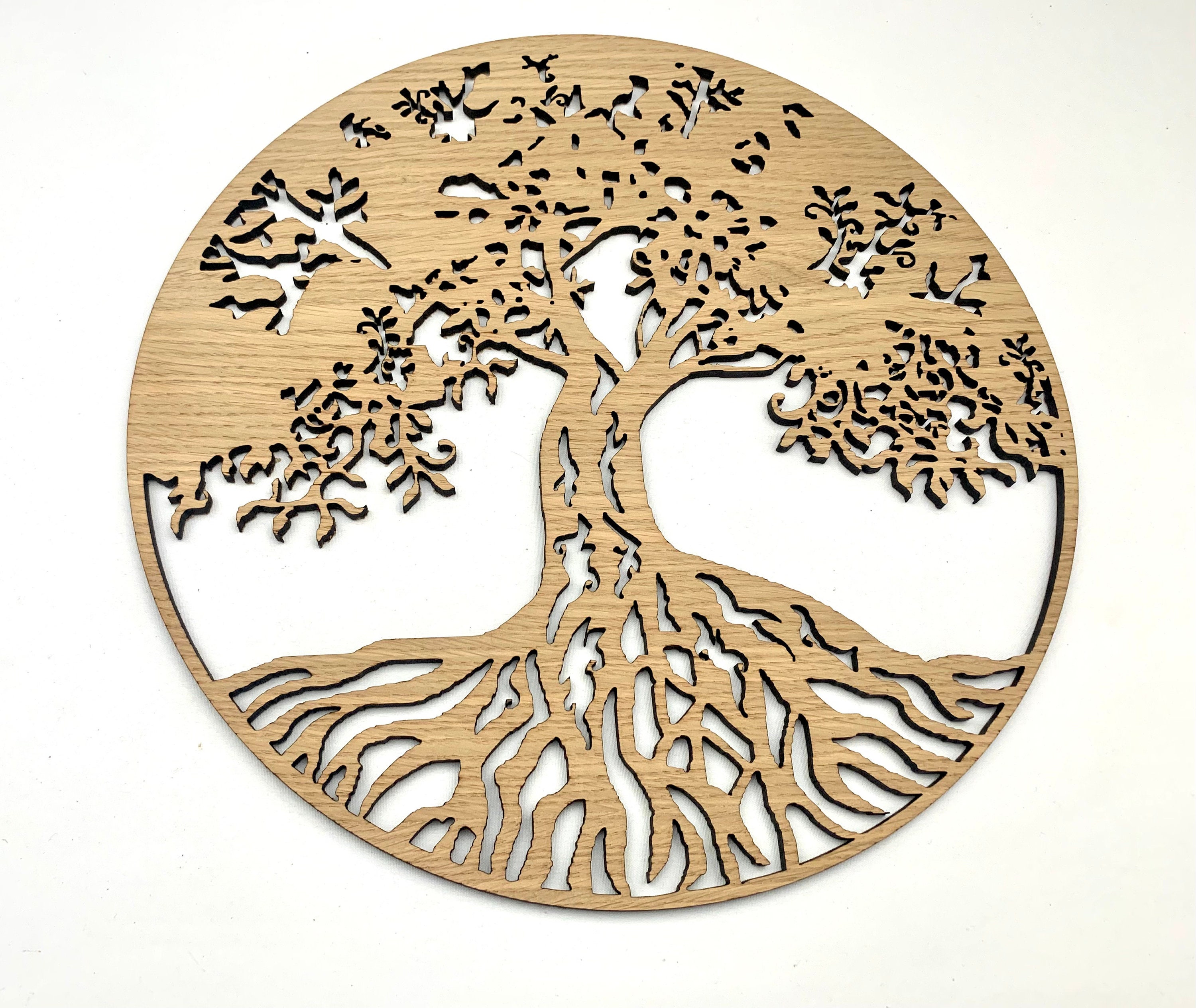 Large Tree of Life Round Wall Art Wooden Minimalist 3D Decor | Etsy