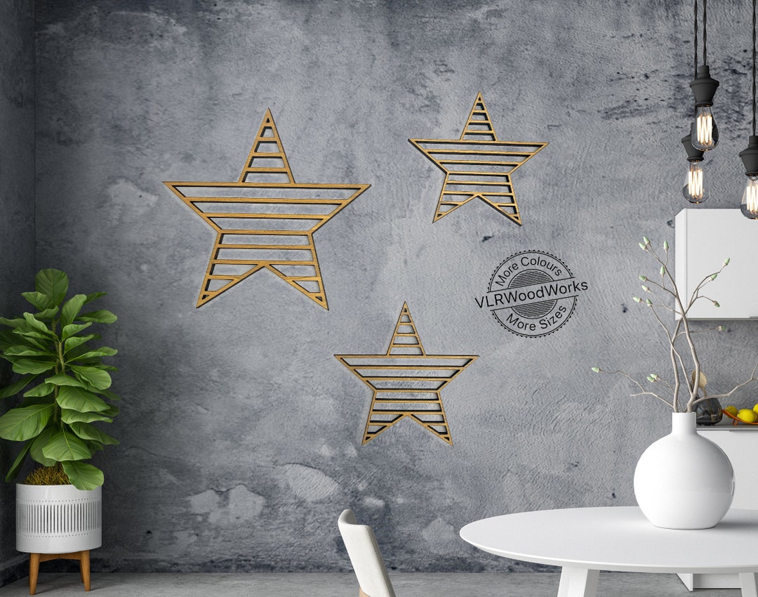 Large 60/50/40/30/20cm Star Stars Wall Art Wooden Family Decor Picture ...