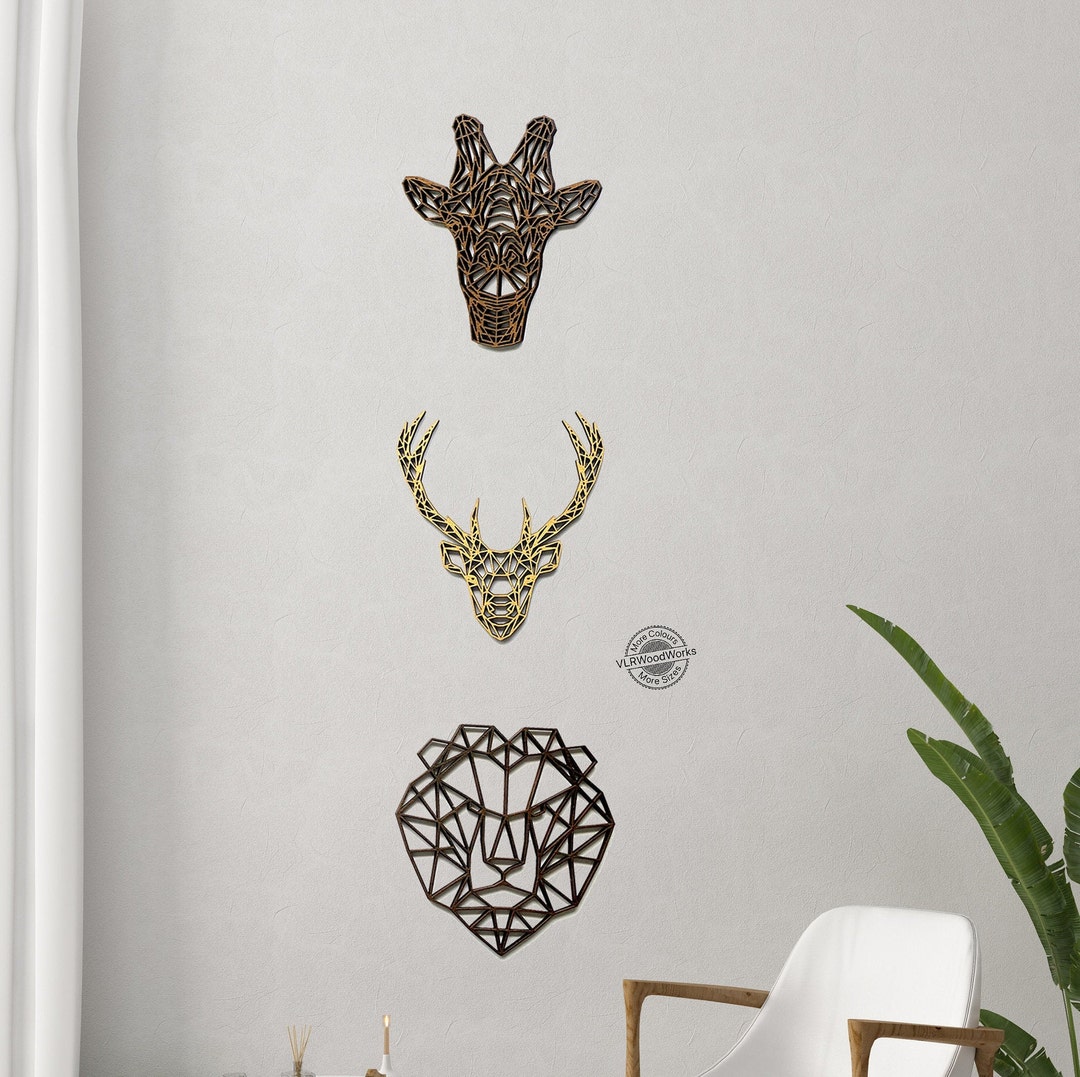 Geometric Animal Wall Art: Plywood Nursery Decor, Mix & Match Set of 3 ...
