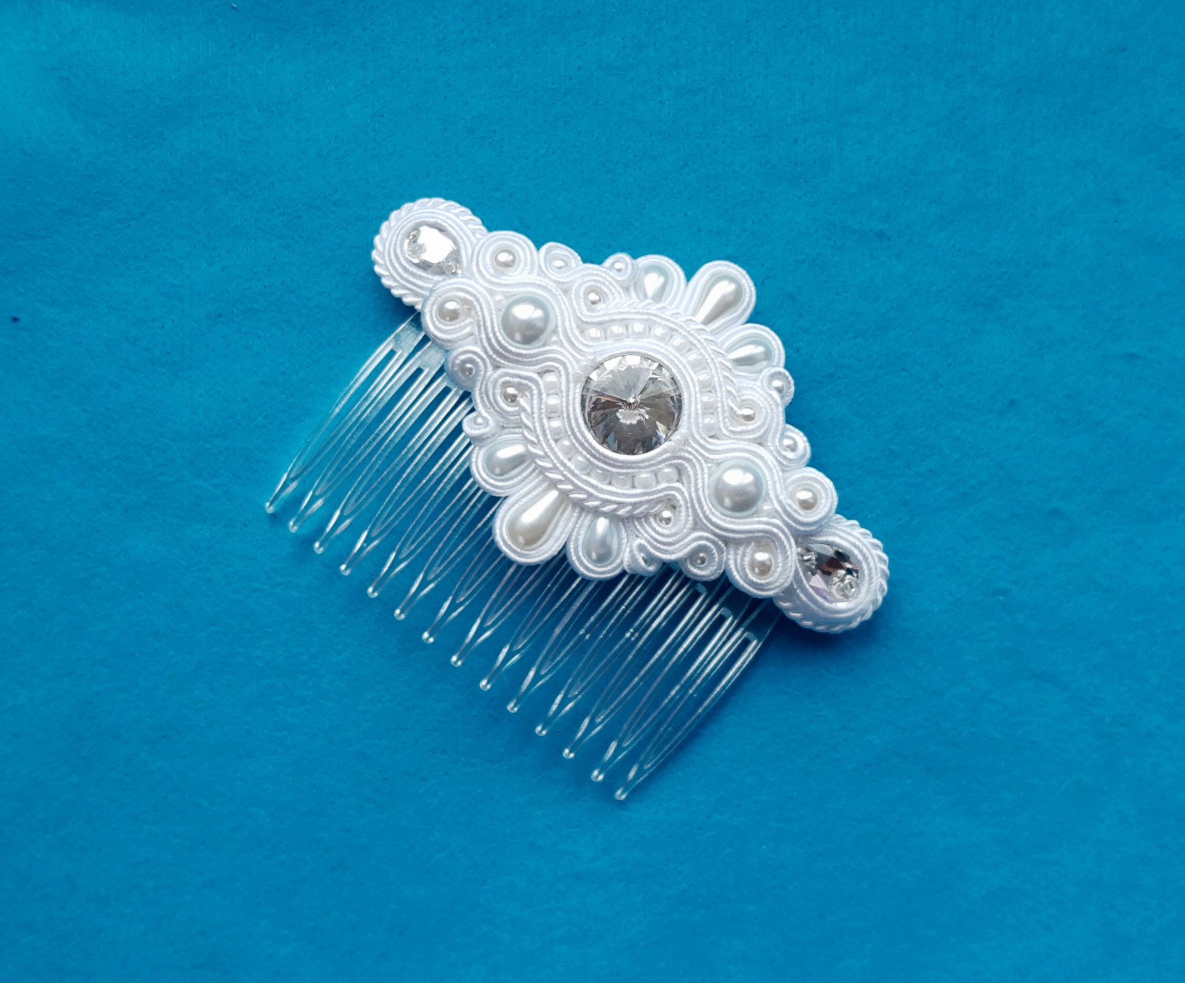 Hair ornament hairpin comb soutache Snow White rivoli | Etsy