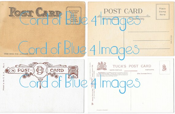 DIGITAL Vintage Postcard Printables Backs Digital Download | Etsy