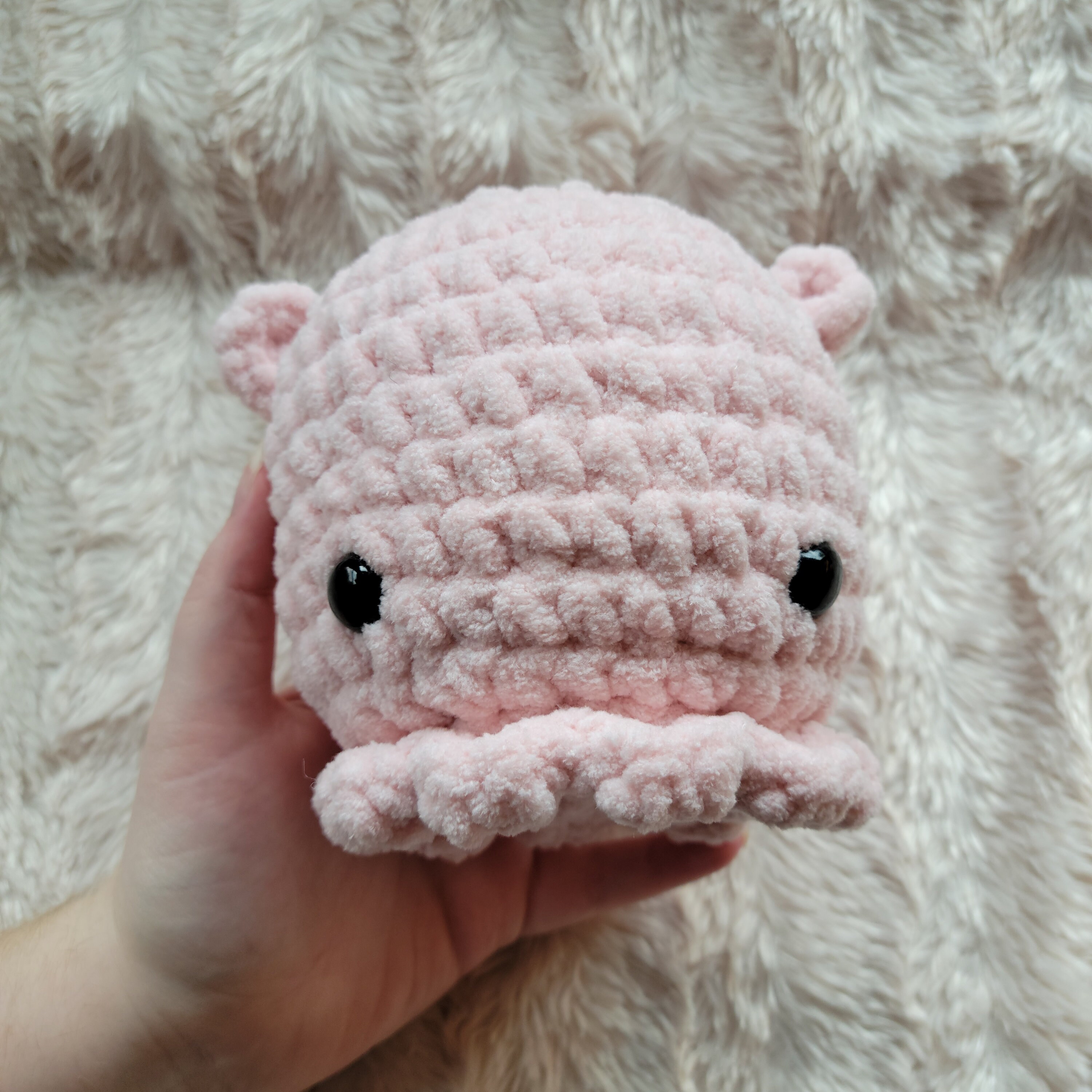 Pink Crochet Cuttlefish Dumbo Octopus Plushie Handmade Plush Stuffed ...