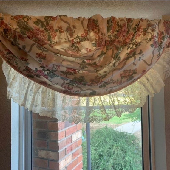 Vintage Shabby Rose Chic Window Valance | Etsy