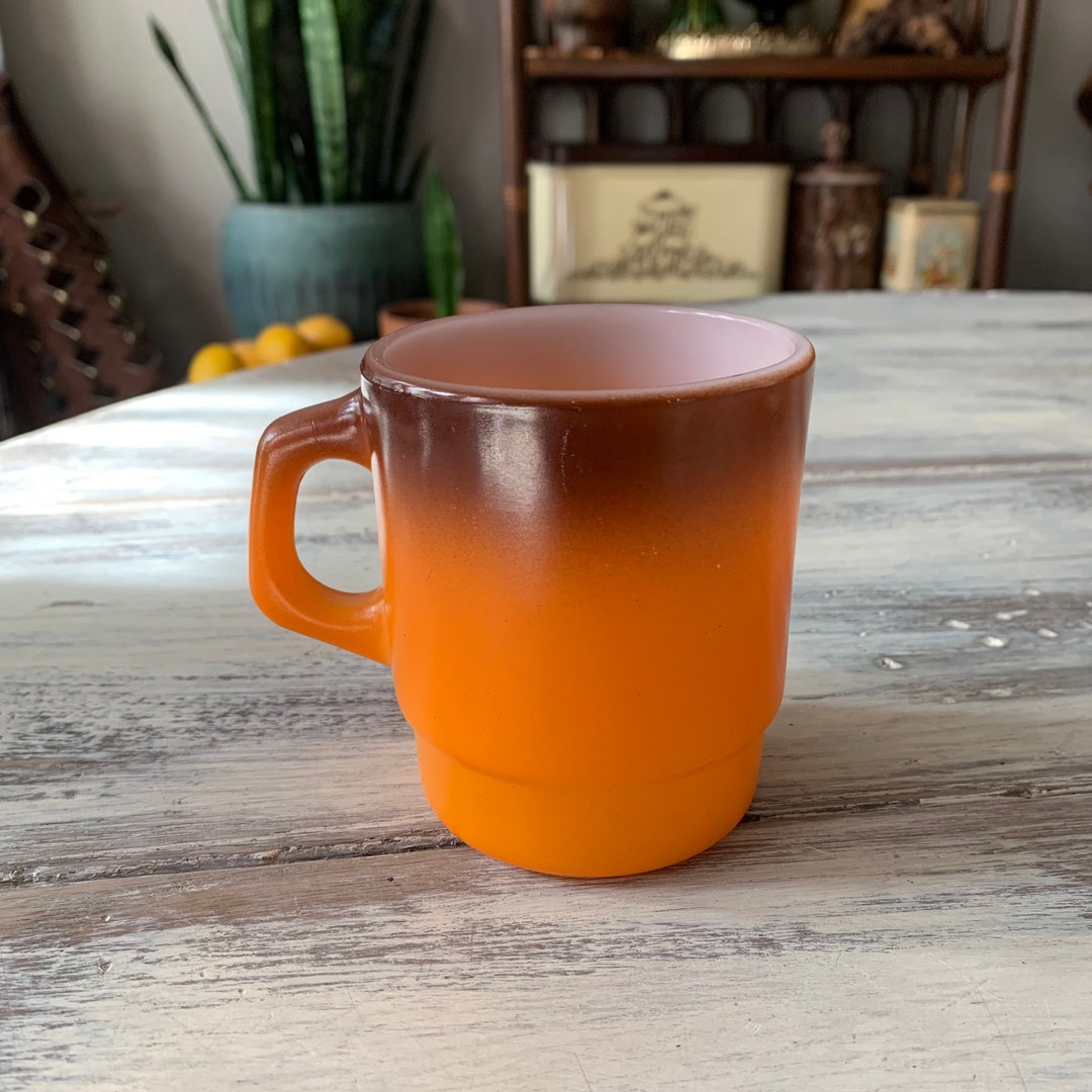 Vintage Orange Fire King Mug - Etsy