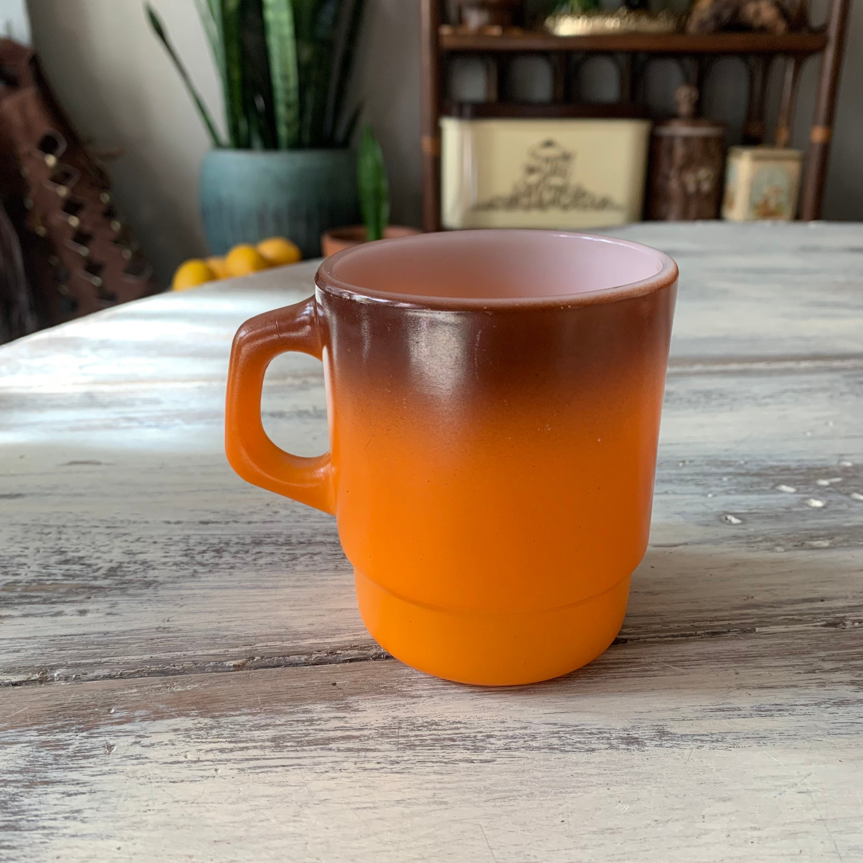 Vintage Orange Fire King Mug - Etsy