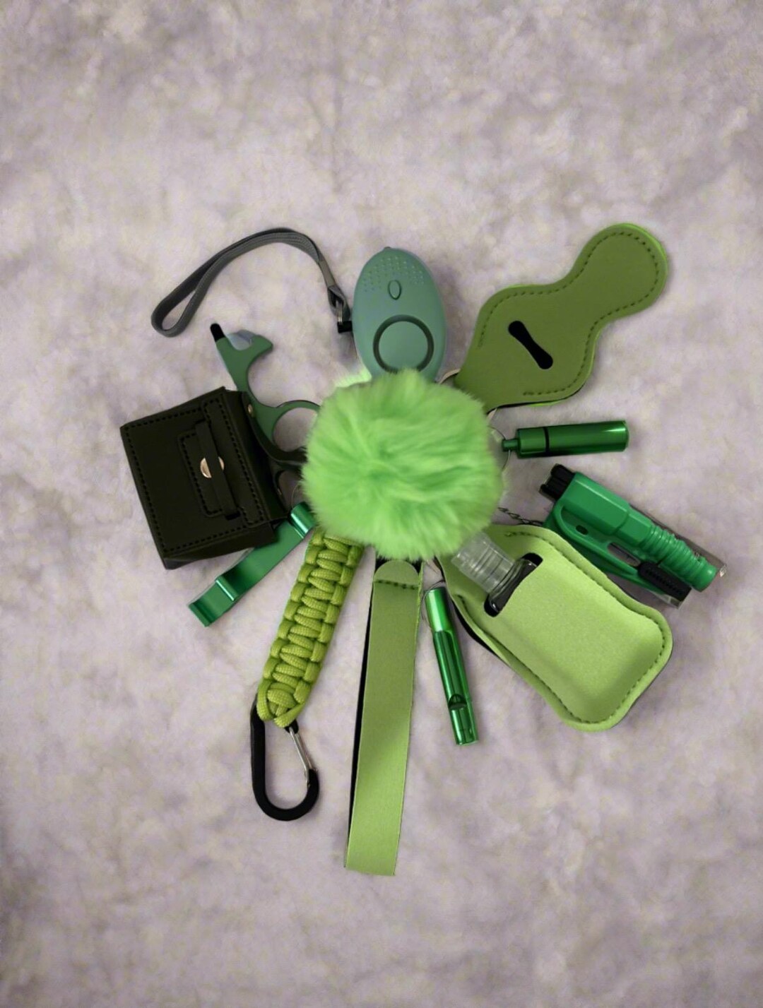 12 Piece Safety Keychain Set With Personal Alarm, Wristband, Mini Coin ...