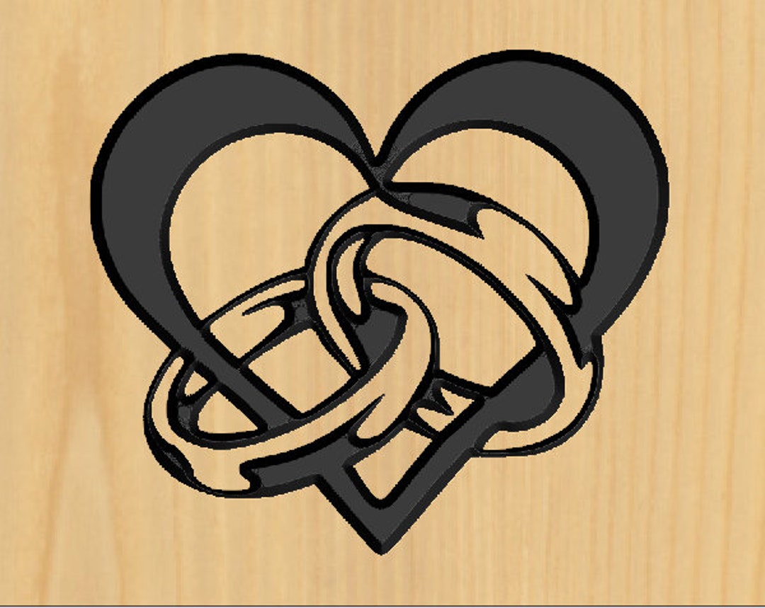 Heart W Wedding Rings Dxf/svg - Etsy
