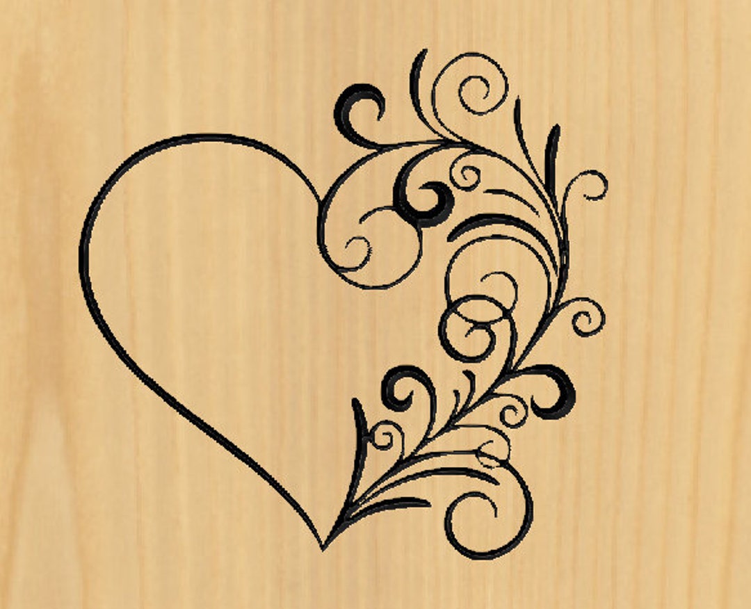 Heart With Vine Side Dxf/svg - Etsy