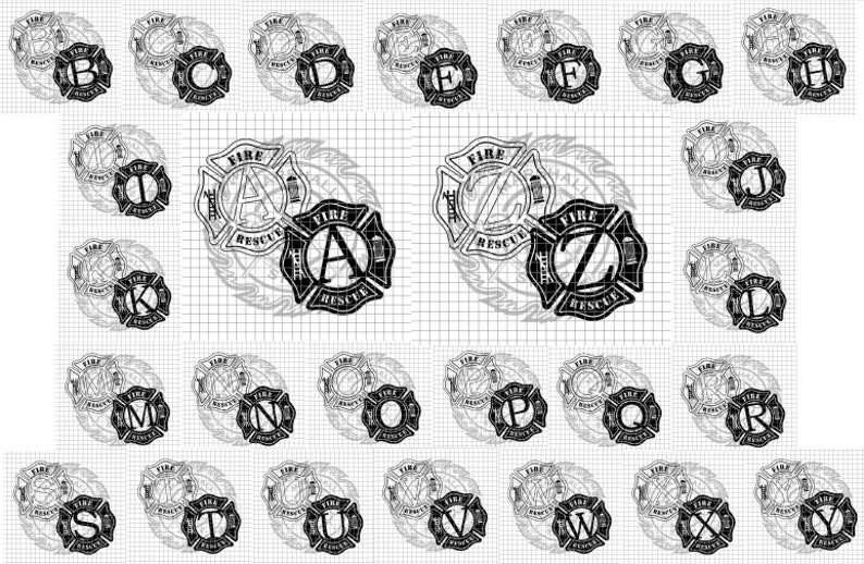 26 Fire Rescue Letters A-Z SVG with Reverse | Etsy