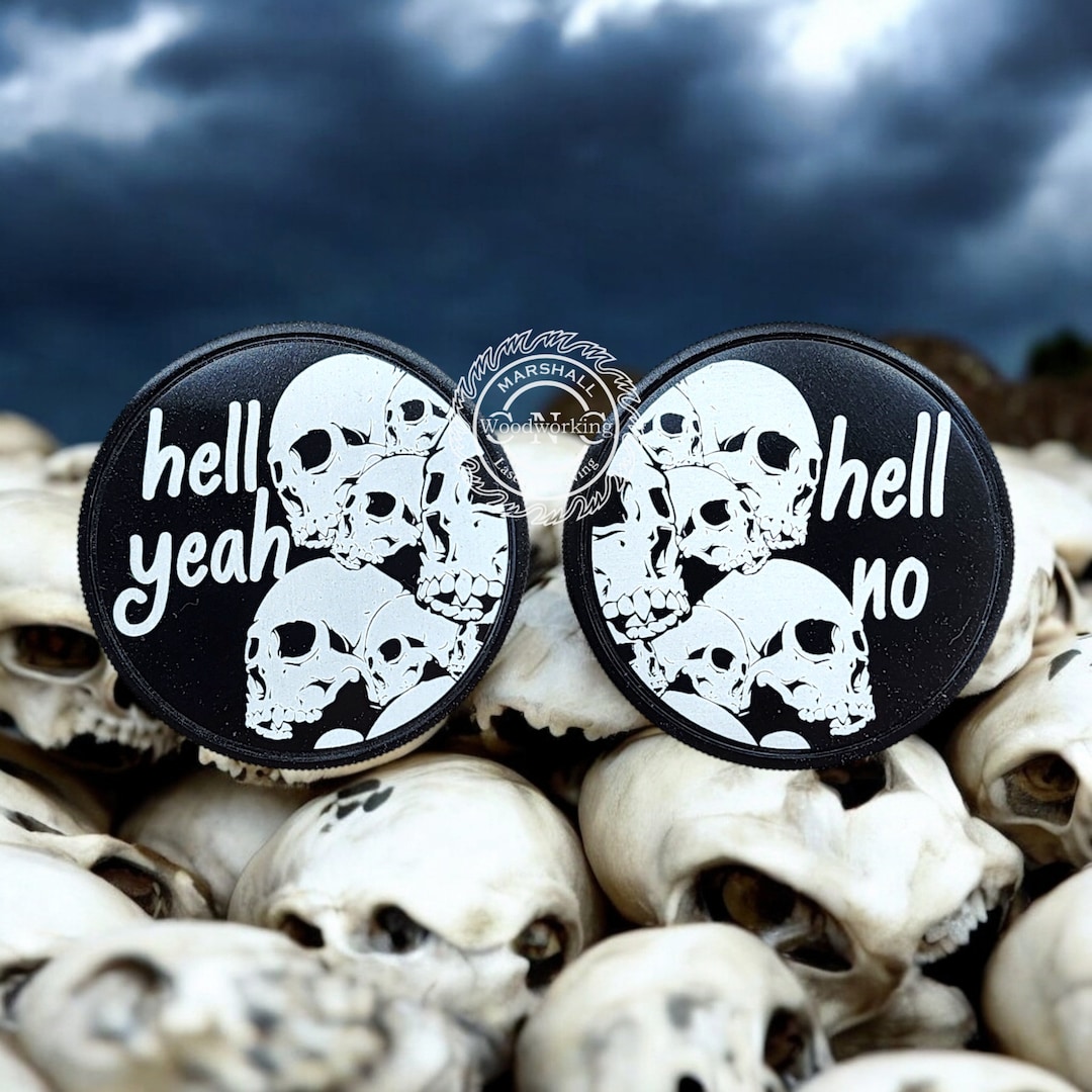 Decision Coin - Hell Yeah or No Skulls - Etsy