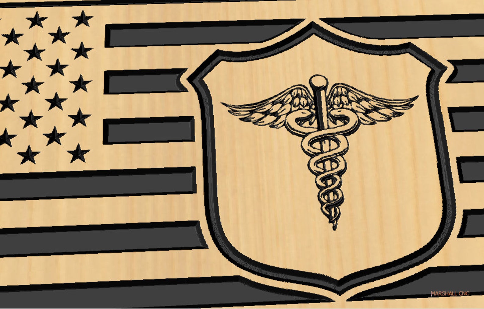 US Flag Caduceus With Shield Dxf/svg - Etsy