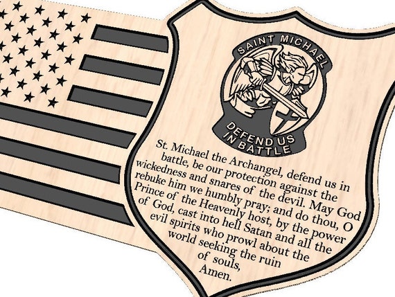 Home & Living Police Shield St Michael Prayer ver 1 Vertical Large Flag ...