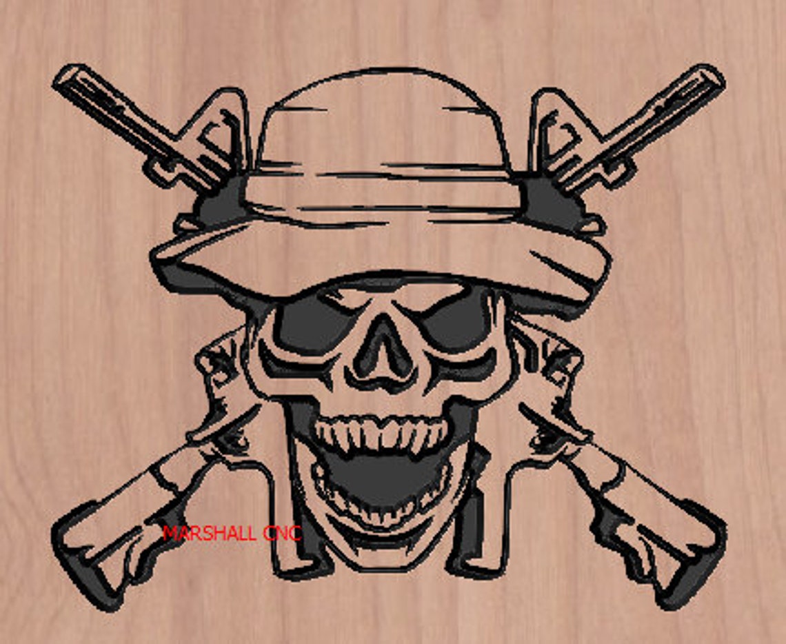Skull W Cross Rifles Dxf/svg - Etsy