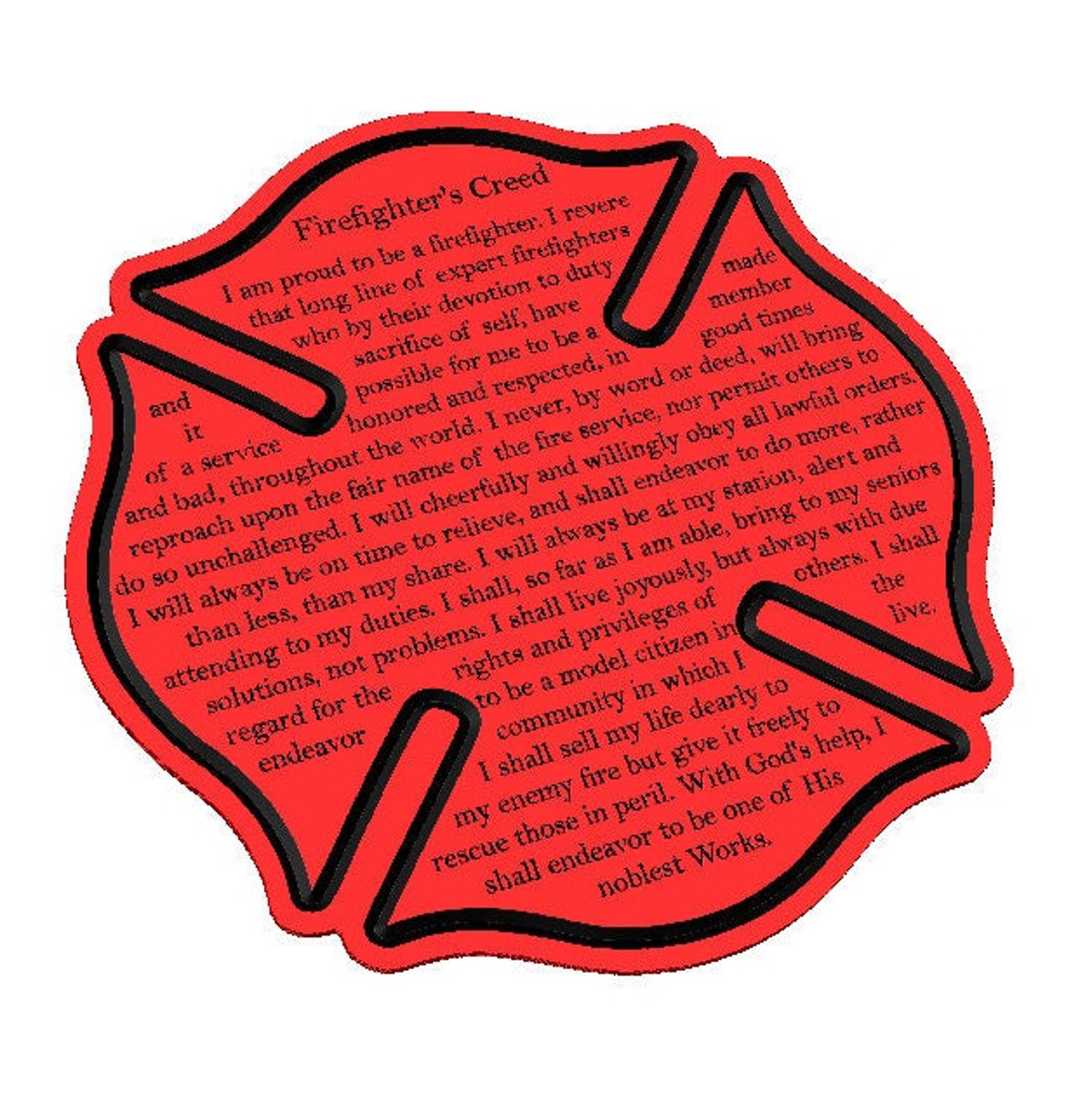 Maltese Cross Firefighter's Creed Svg/dxf | Etsy