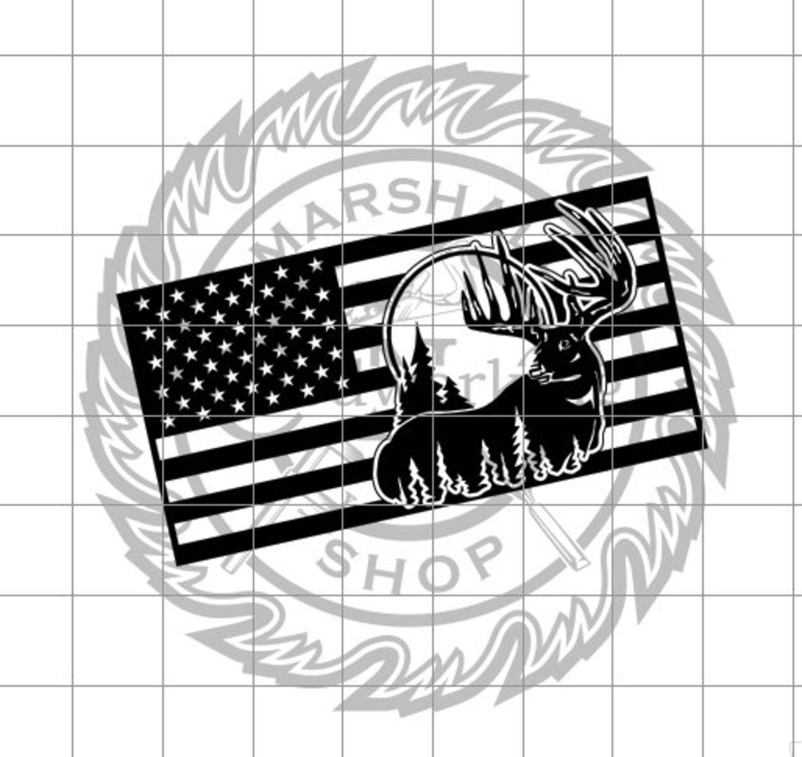 US Flag Buck Scene Dxf/svg - Etsy
