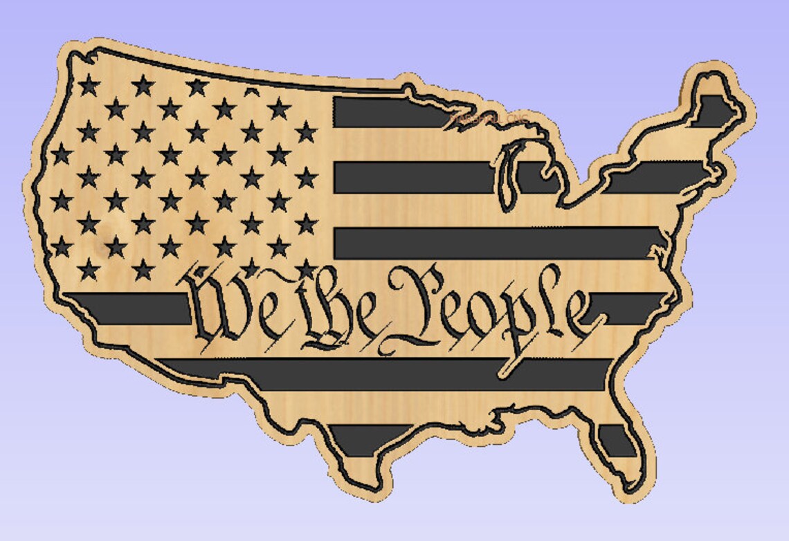 US Shape Flag We the People Dxf/svg - Etsy