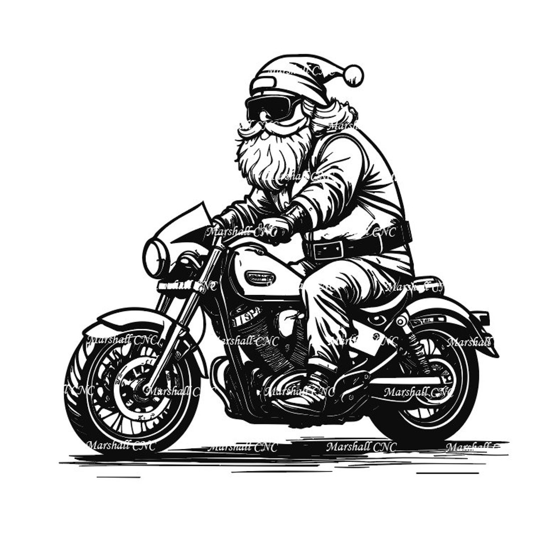 Santa Motorcyle 3 Svg/png - Etsy
