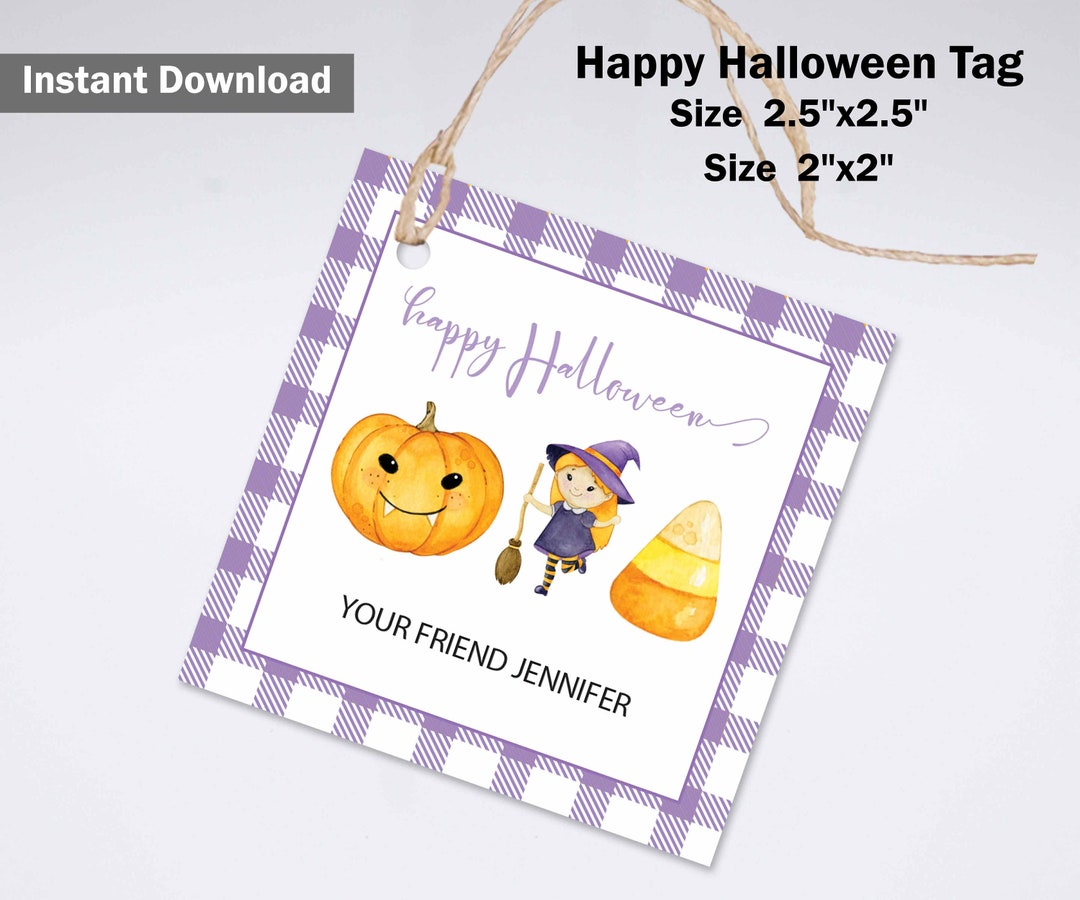 EDITABLE Halloween Gift Tag, Digital Halloween Tag, Kids Halloween ...