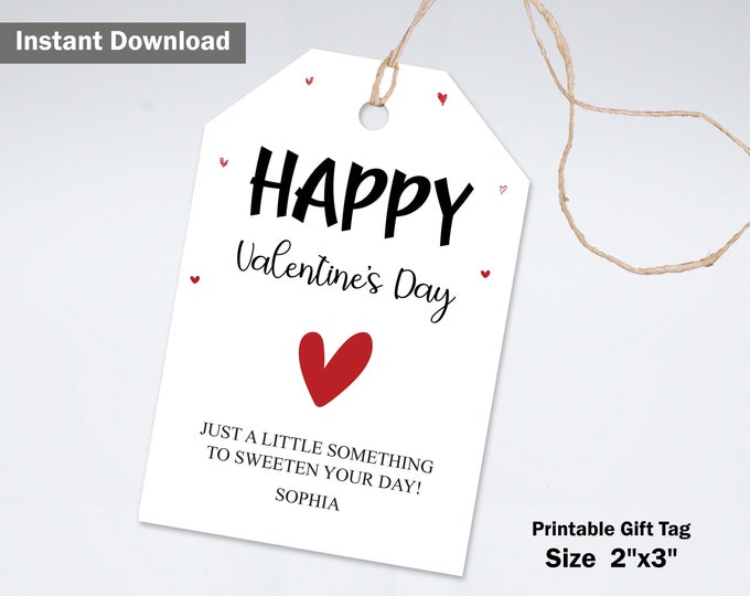 Valentine's Printable Gift Tags, Editable Personalized Gift Favor Tags ...