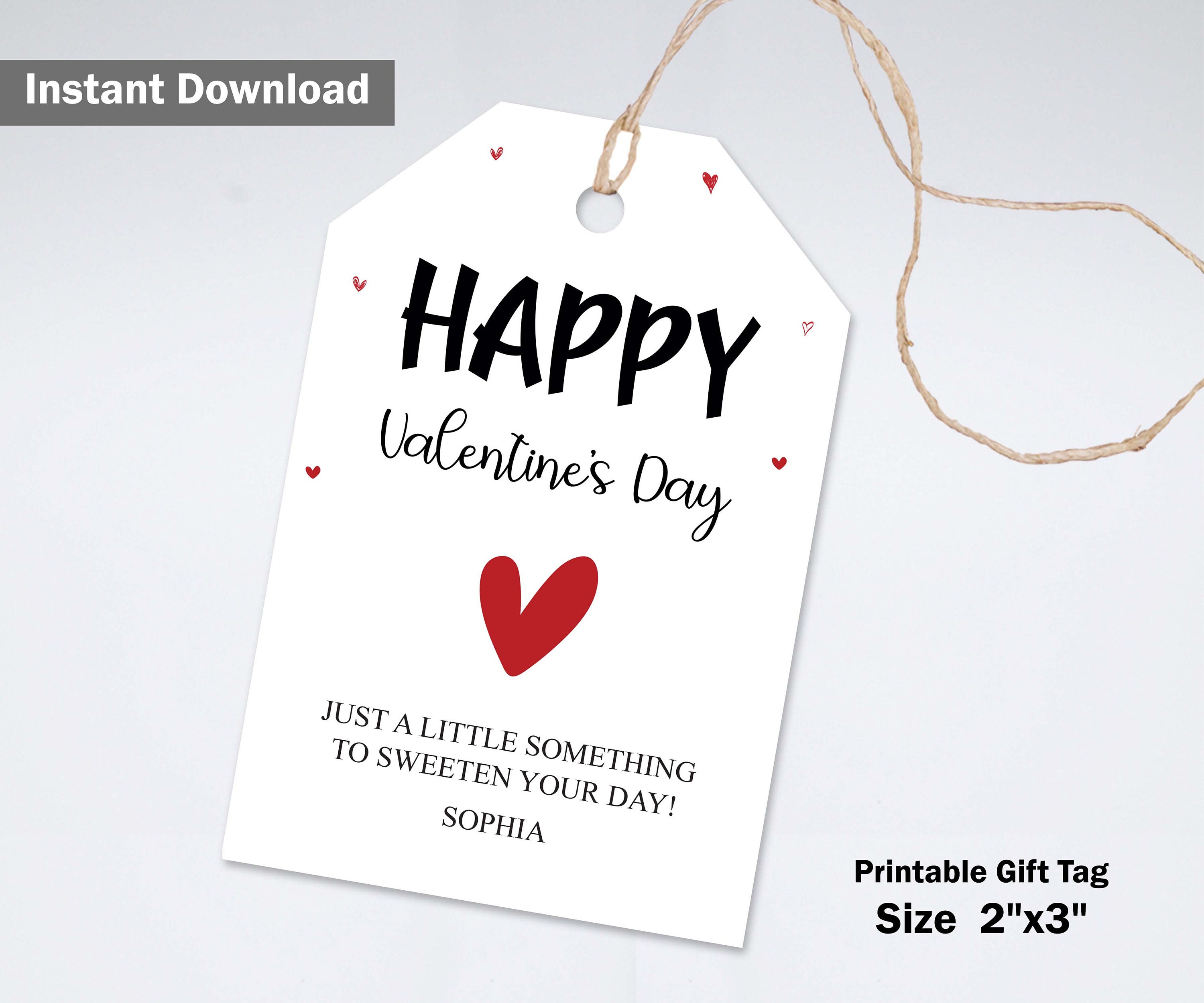 Editable Velentine’s Day Tag, Happy Valentines Day PDF Template, Gift ...