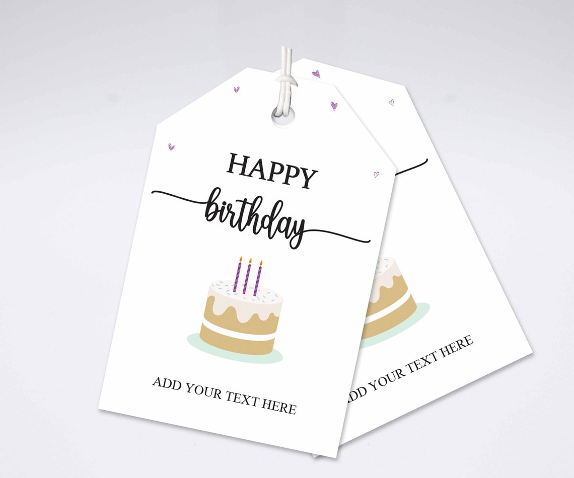Editable Happy Birthday Tags, Happy Birthday Cake Tags, Printable ...
