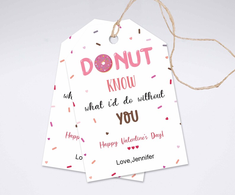 Donut Valentine's Day Gift Tag Template, School Classroom Valentine ...