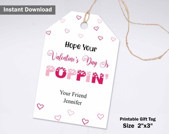 POP IT VALENTINE'S Day Printable Tag Poppin' - Etsy