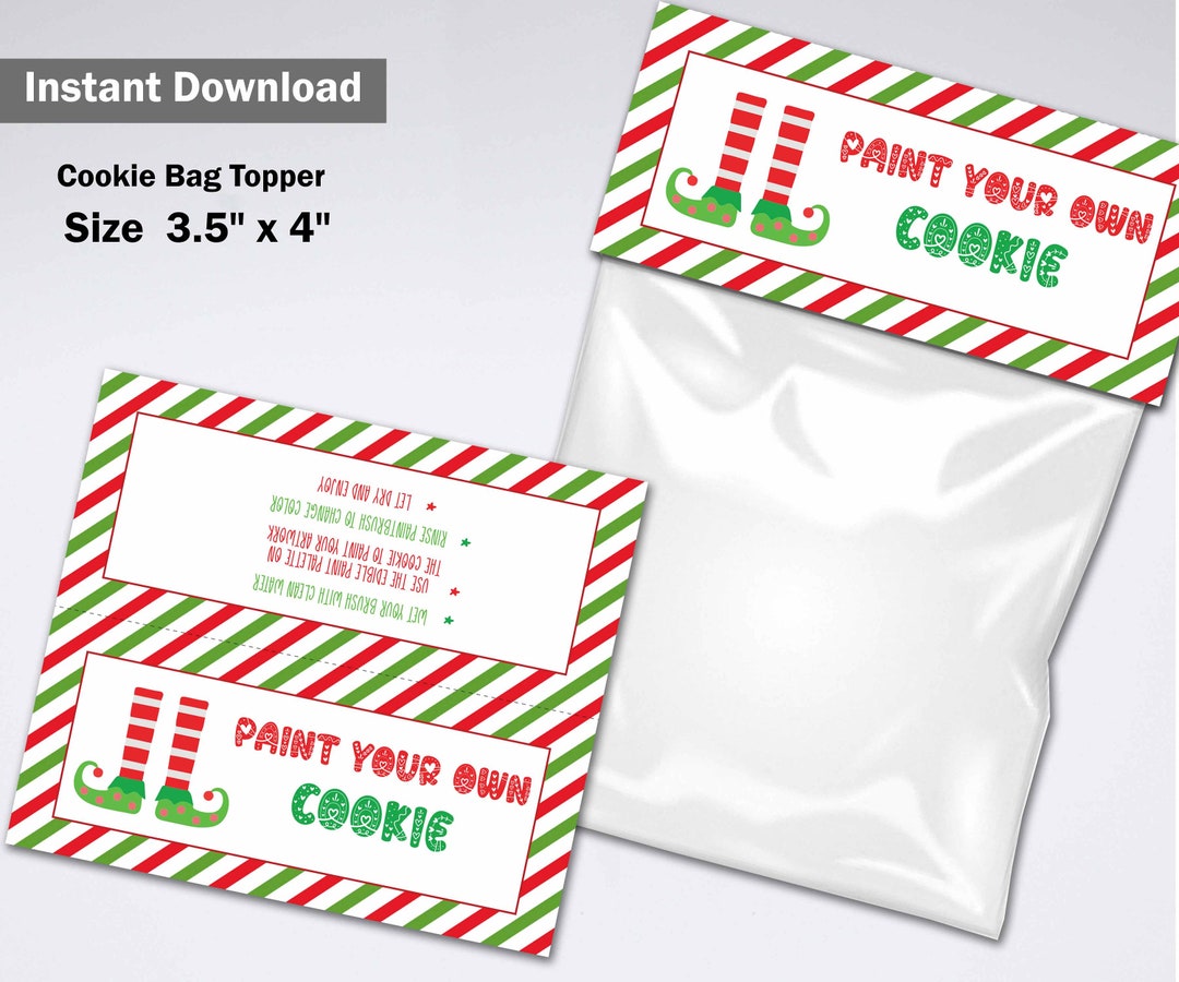 Printable Christmas PYO Elf Cookie Instructions Bag Topper, Elf PYO ...