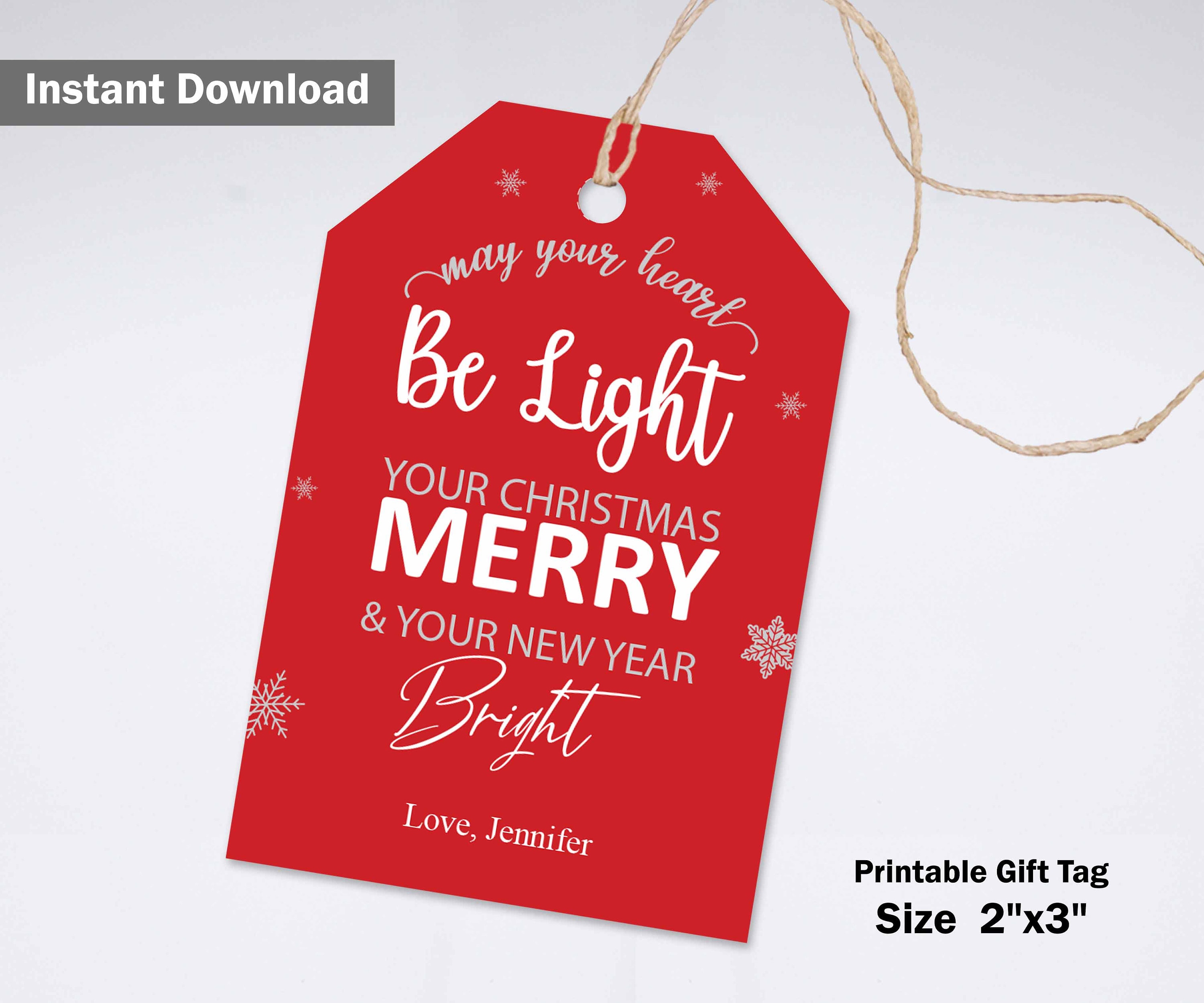 Merry and Bright Gift Tag Printable,christmas Gift Tags, Candle Gift ...