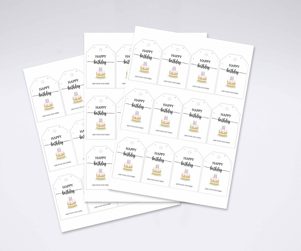 Editable Happy Birthday Tags, Happy Birthday Cake Tags, Printable ...