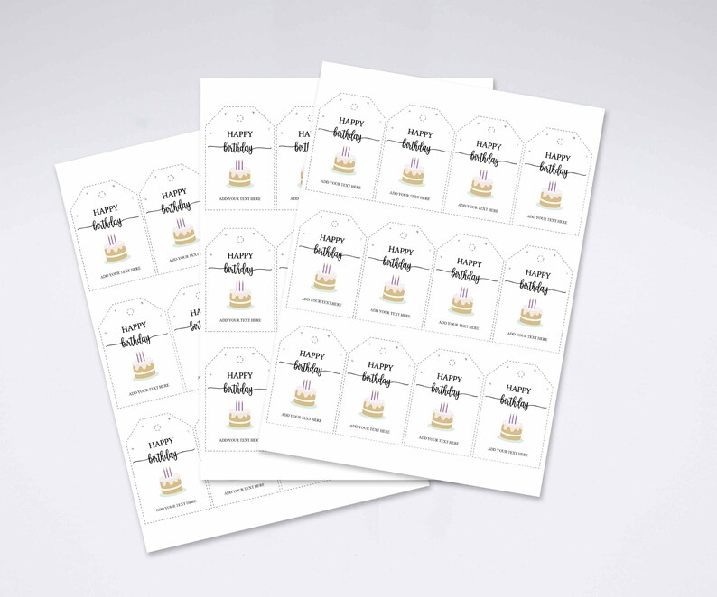 Editable Happy Birthday Tags, Happy Birthday Cake Tags, Printable ...