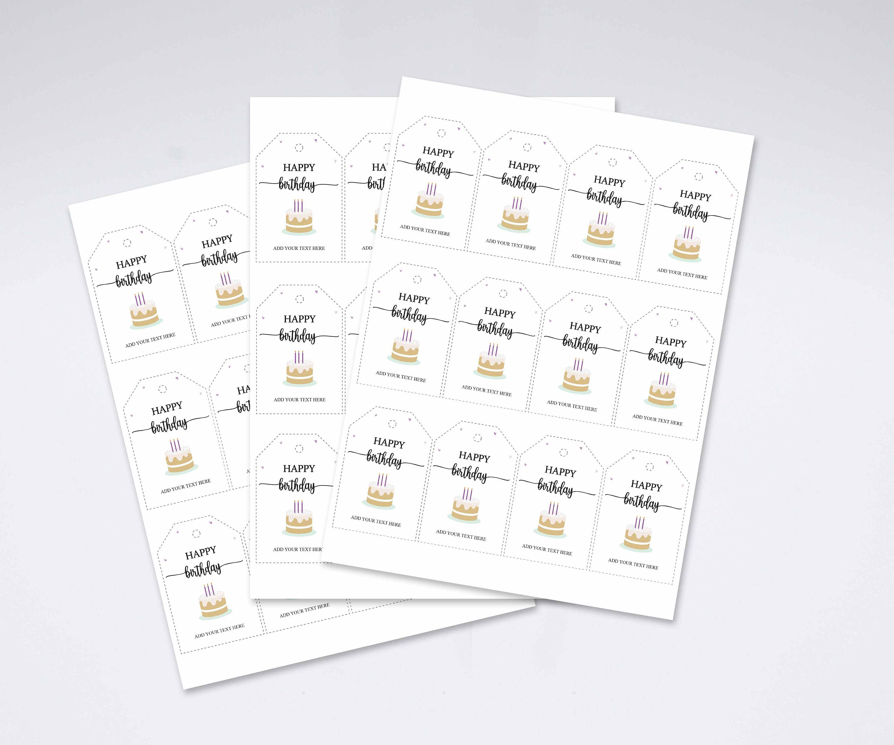 Editable Happy Birthday Tags, Happy Birthday Cake Tags, Printable ...