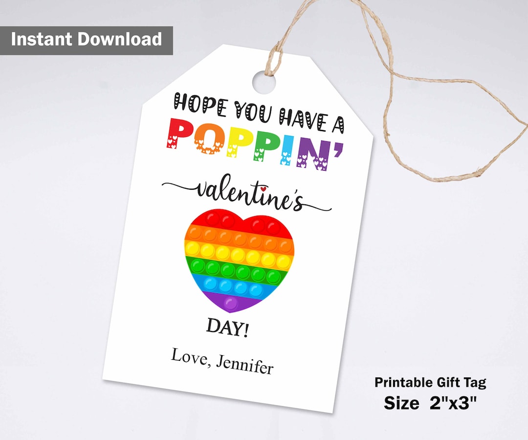 Editable Pop It Valentines Day Tags, Hope Your Valentine's Day is ...