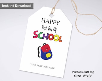 Happy First Day of School Tag Back to School Tag Printable - Etsy