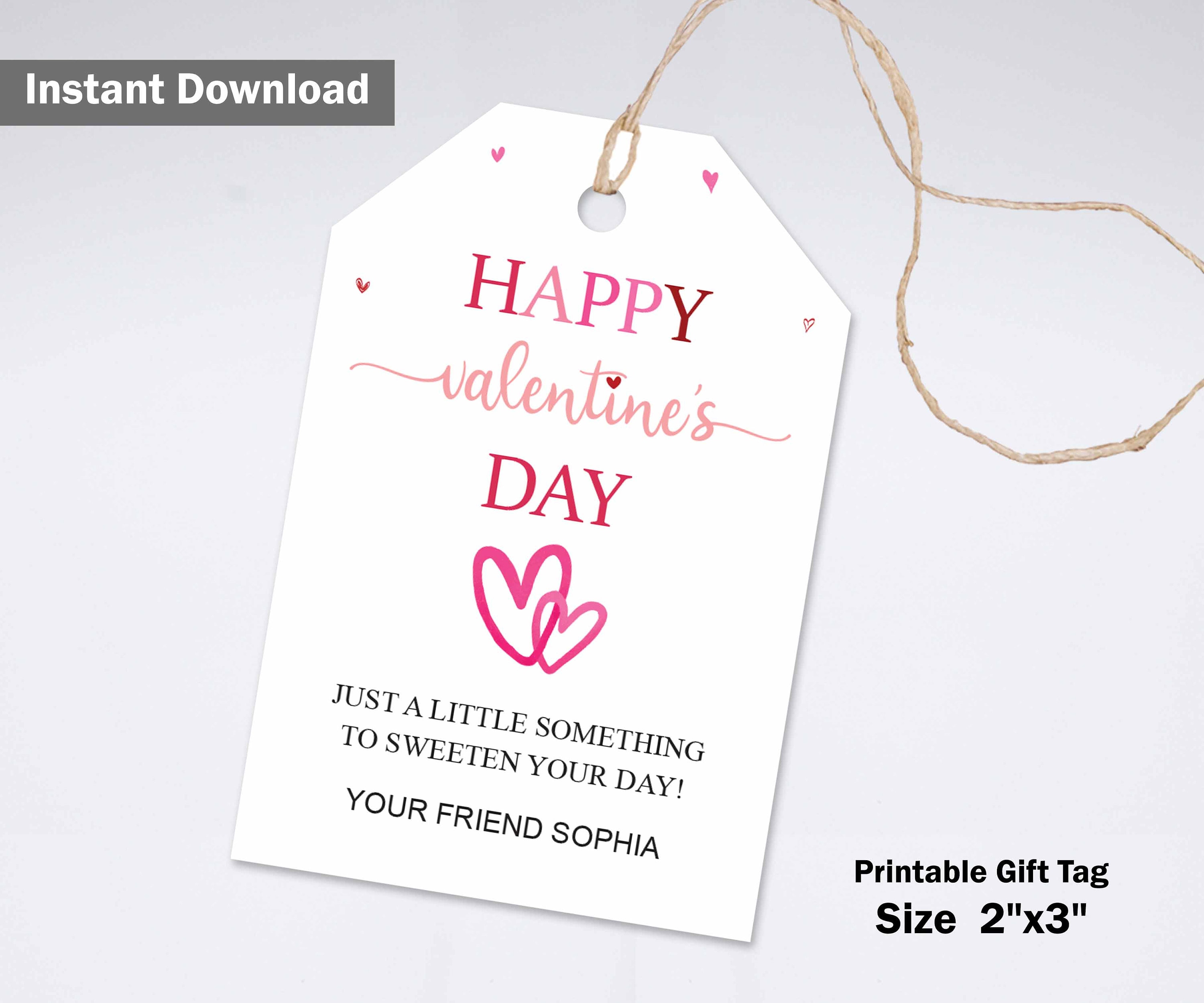 Editable Velentine’s Day Tag, Personalized Gift Favor Tags Template ...