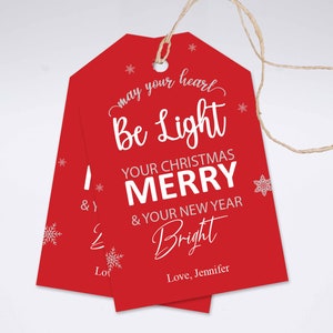 Merry and Bright Gift Tag Printable,christmas Gift Tags, Candle Gift ...