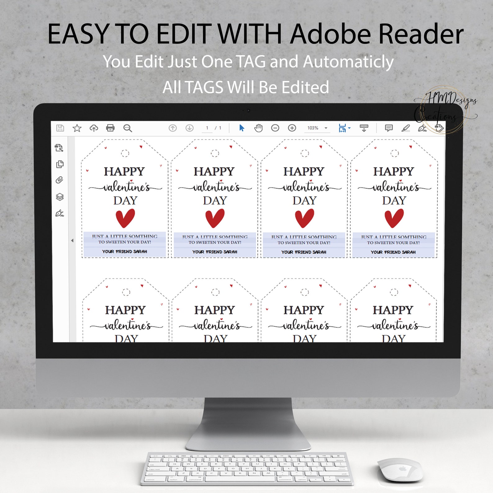 Editable Velentines Day Tag, Personalized Gift Favor Tags Template ...