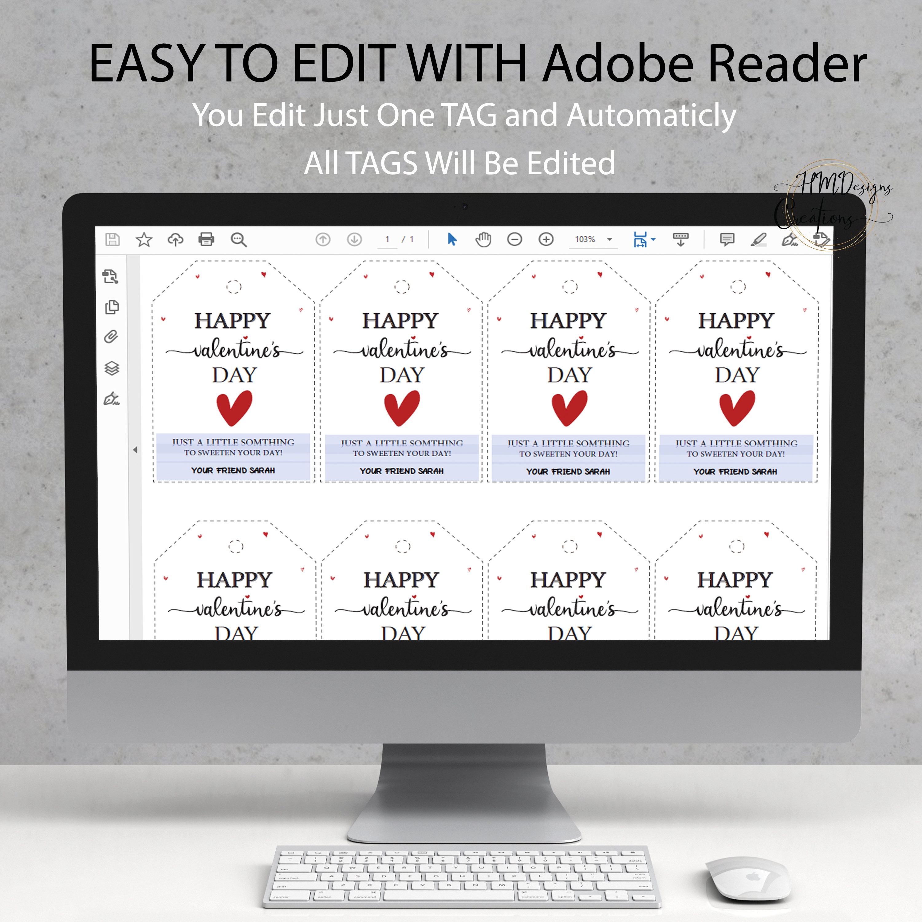 Editable Velentines Day Tag, Personalized Gift Favor Tags Template ...