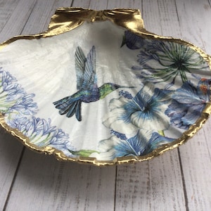Hummingbird Shell Jewellery Dish. Gold Jewellery Dish. Pot Pourri Dish ...