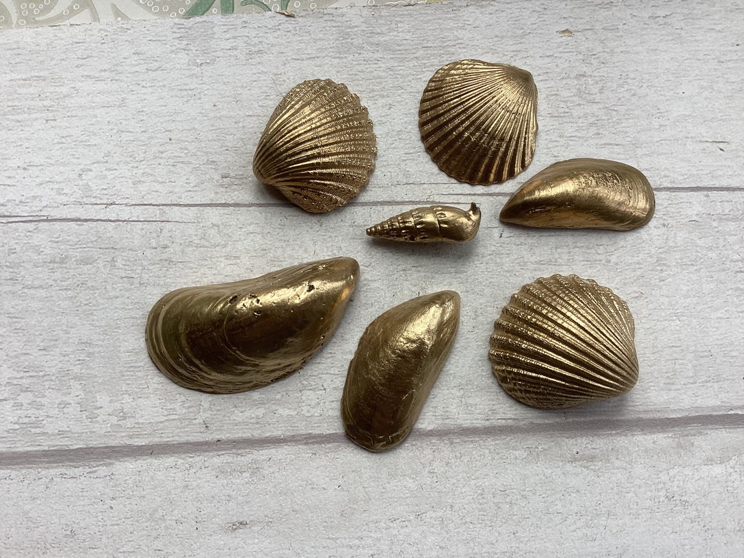 Gold Shell Decorations. Wedding Decor. Shell Ornaments. Beach Wedding ...