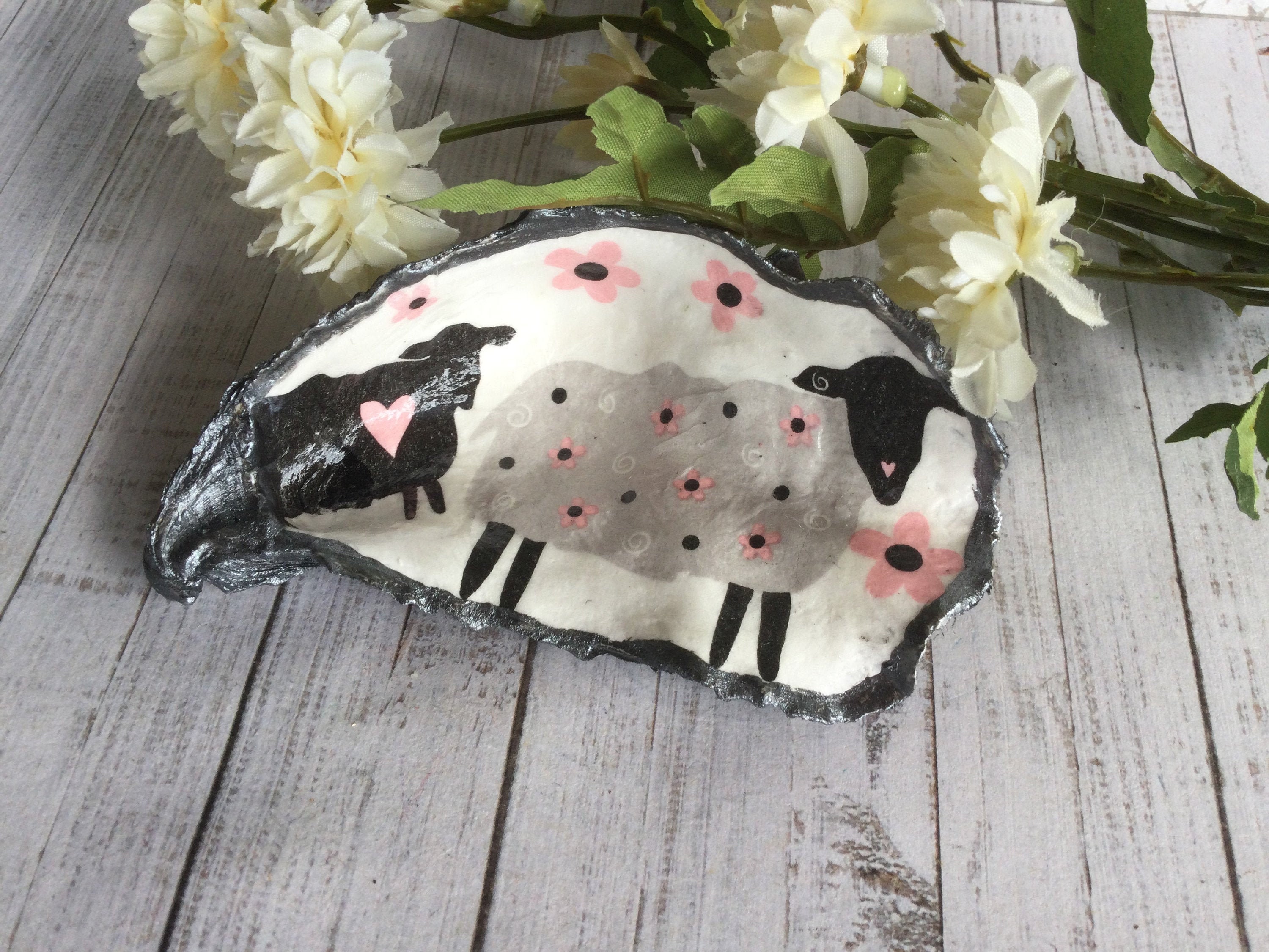 Sheep ornament oyster shell. Sheep lovers gift. Decoupaged | Etsy