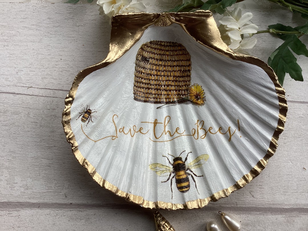 Bee Shell Jewellery Dish. Gold Leaf Jewellery Dish. Bee Happy. Bee ...