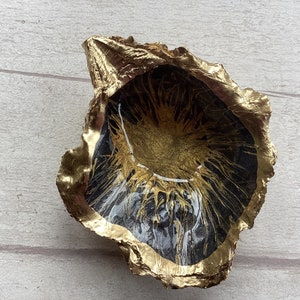 Large Gold and Black Oyster Shell Ornament. Fathers Day Gift. Unique ...