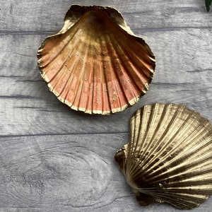 Gold Gilded Scallop Shell Ring Dish: Iridescent Painted Keepsake - Etsy