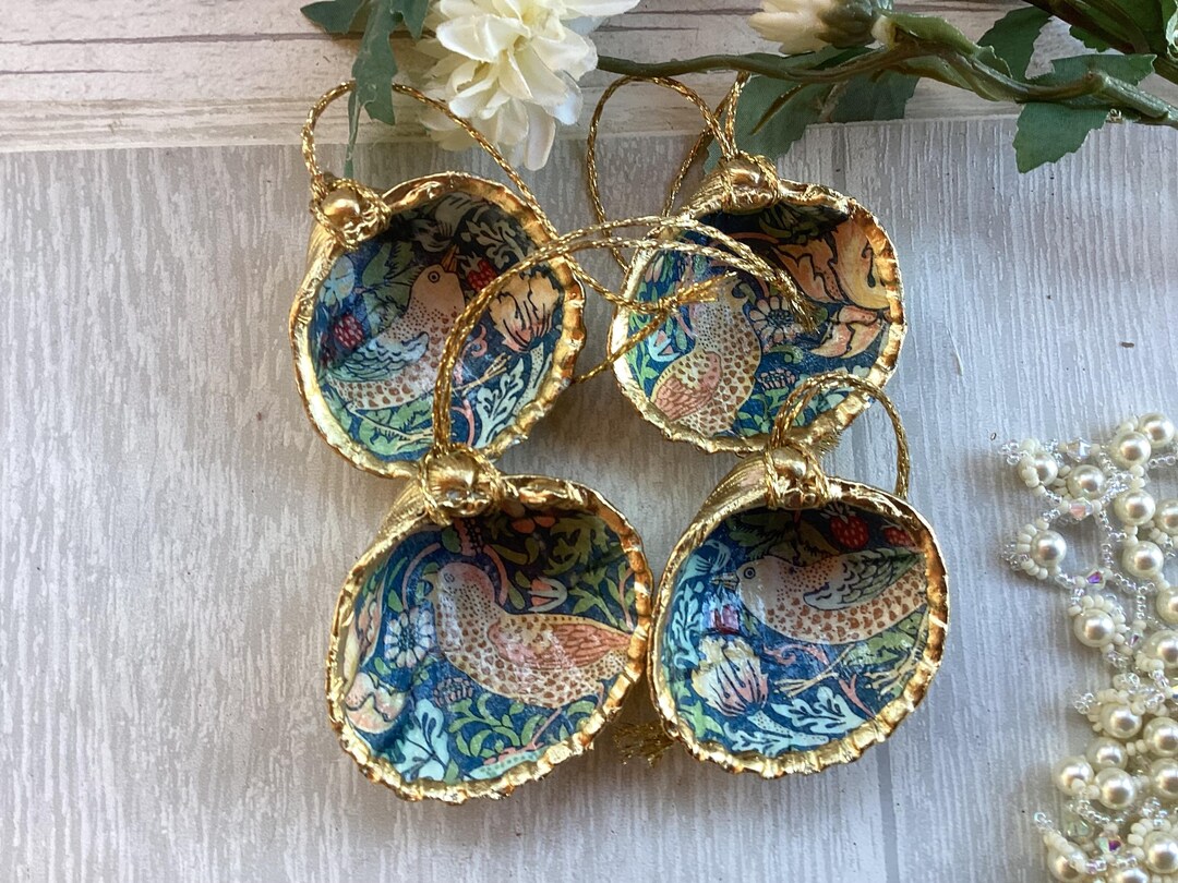 William Morris Strawberry Thief Design Hanging Shells. Gold Shells ...