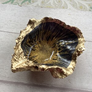 Large Gold and Black Oyster Shell Ornament. Fathers Day Gift. Unique ...