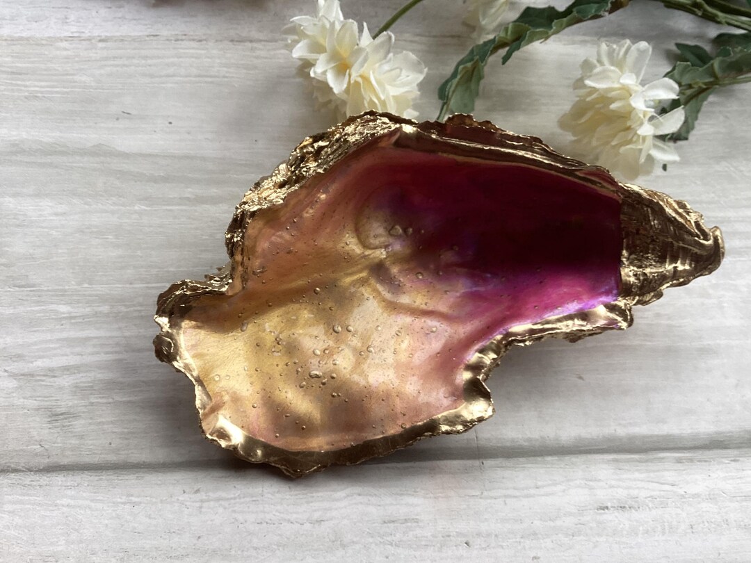 Large Oyster Shell Ornament. Mother’s Day Gift. Gold Gilded Trinket ...