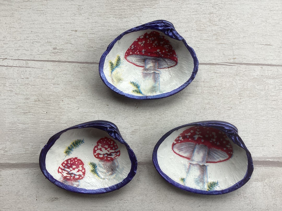 Decoupage Mushroom Clam Shell Tea Light Holders - Set of 3 - Etsy