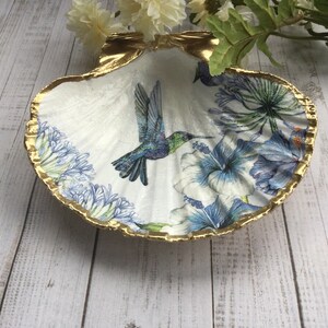 Hummingbird Shell Jewellery Dish. Gold Jewellery Dish. Pot Pourri Dish ...